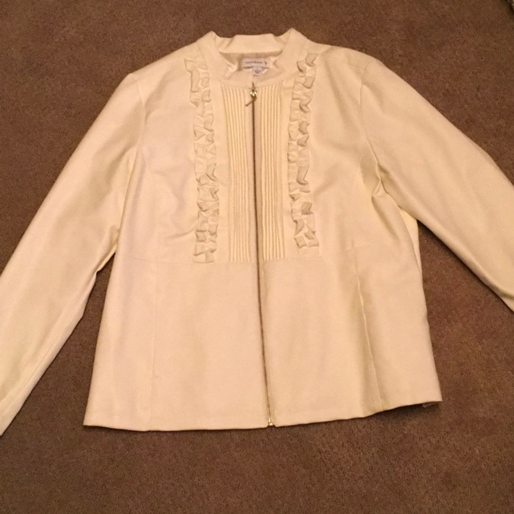 Cream Colored Faux Leather Jacket - Gem